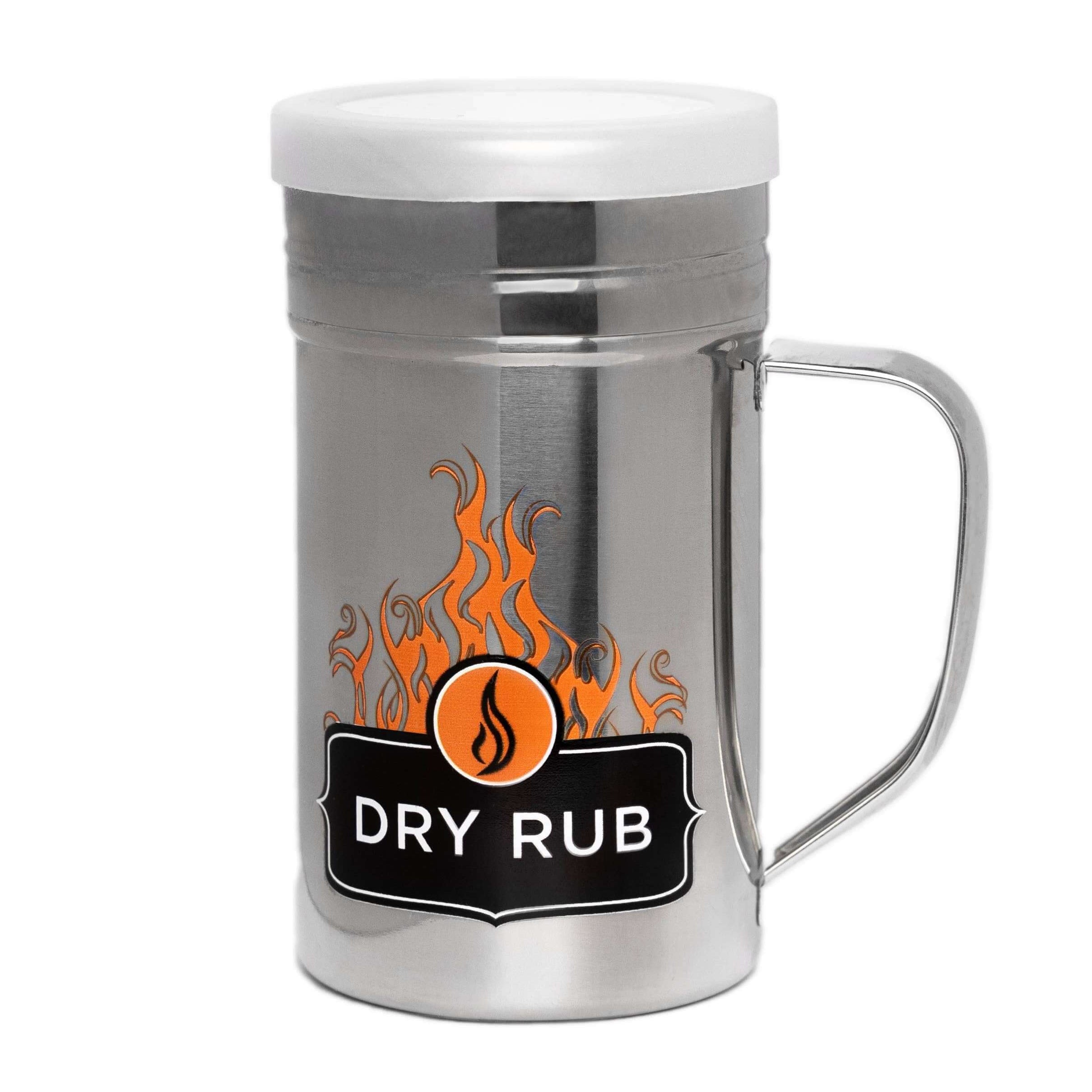 Stainless Steel Dry Rub Shaker with Lid – 13 oz Seasoning Dredge