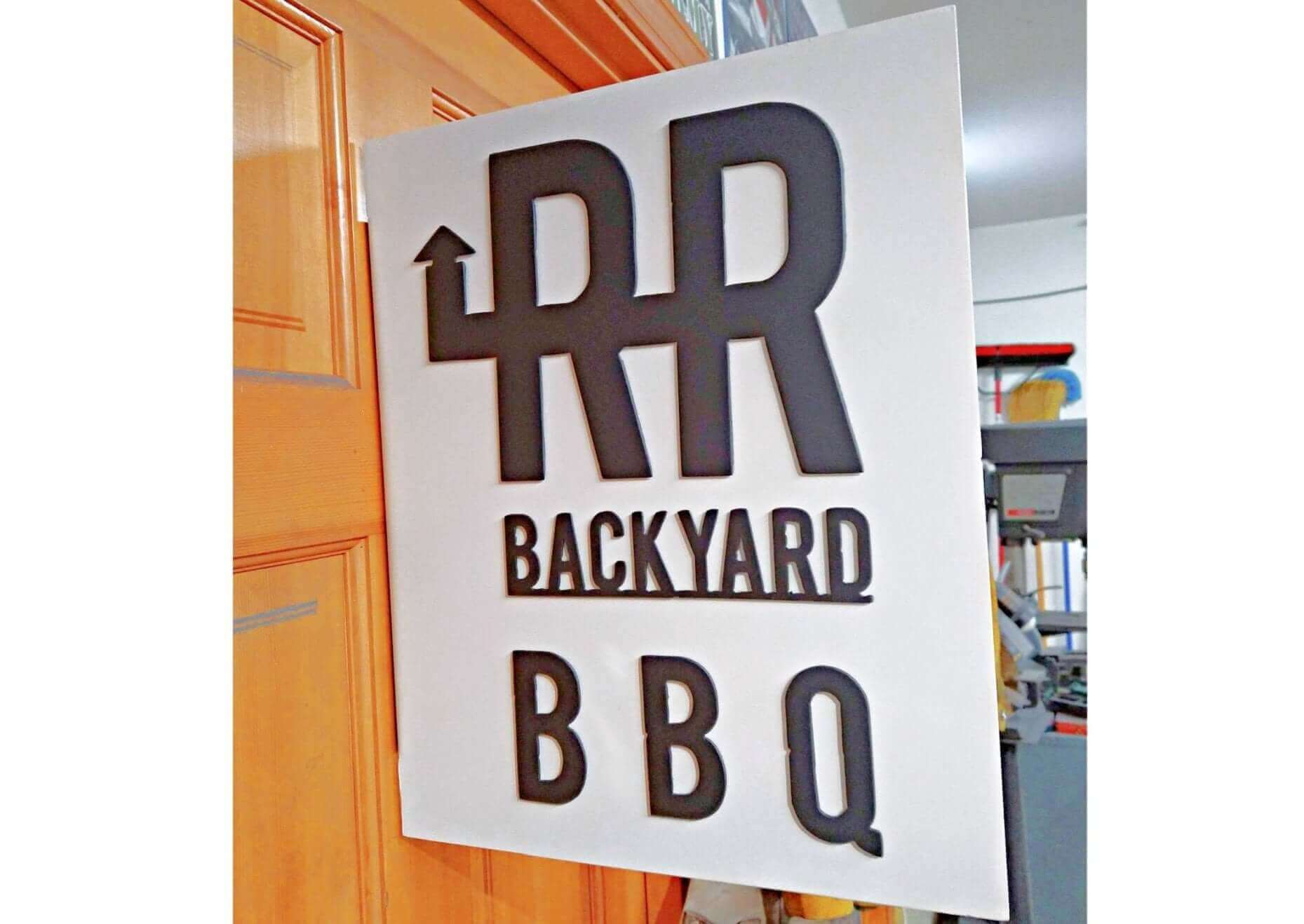 RR Backyard BBQ Custom Metal Logo Flange Sign - DDR Fab & DDR BBQ Supply