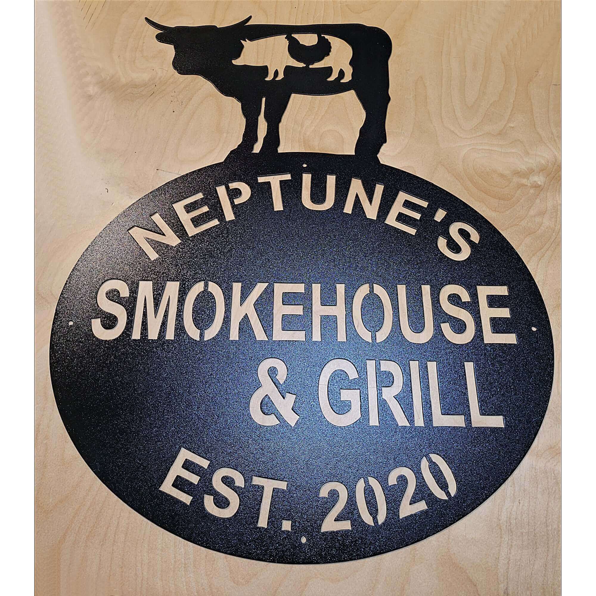 Custom Smokehouse & Grill Outdoor Metal BBQ Sign